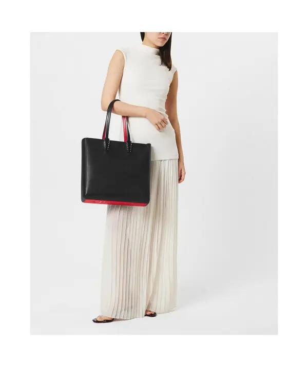 CHRISTIAN LOUBOUTIN Leather Tote Bag With Stud Embellishments - Black