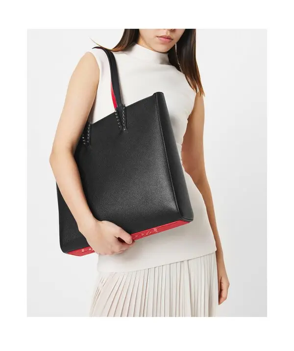 CHRISTIAN LOUBOUTIN Leather Tote Bag With Stud Embellishments - Black