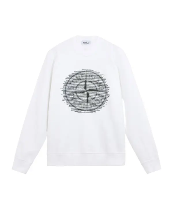 Stone Island Crewneck Sweatshirt With Embroidered Compass Detail - White