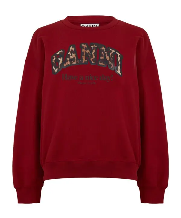 GANNI Graphic Crew-neck Sweatshirt - Red