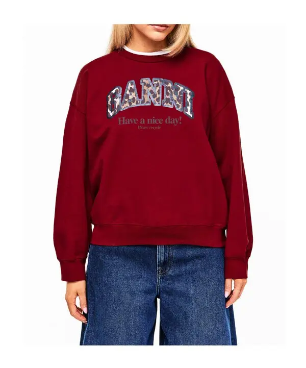 GANNI Graphic Crew-neck Sweatshirt - Red