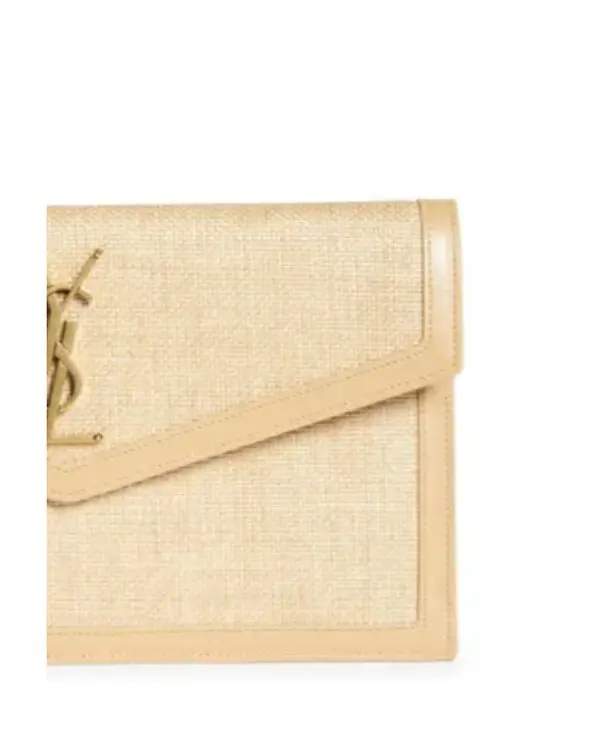 Saint Laurent Uptown Raffia Envelope Clutch