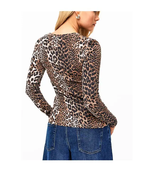 GANNI Leopard Print Long Sleeve Top