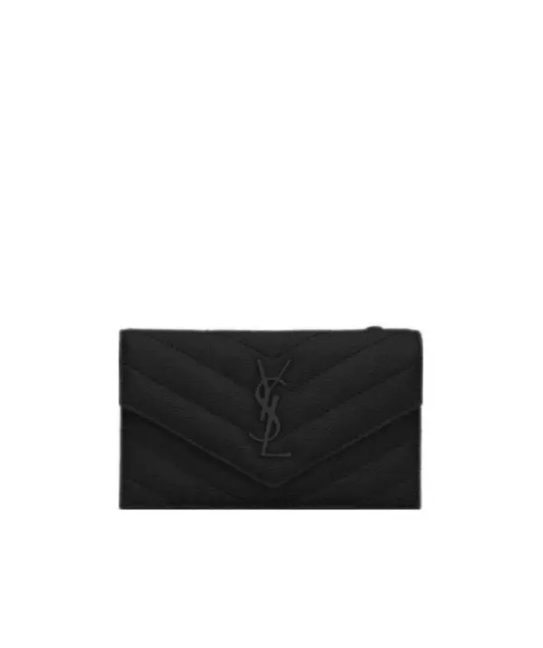 Saint Laurent Monogram Zip Cardholder - Black