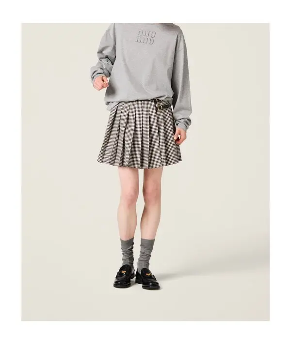 Miu Miu Long Sleeve Cotton T-shirt With Embroidered Logo