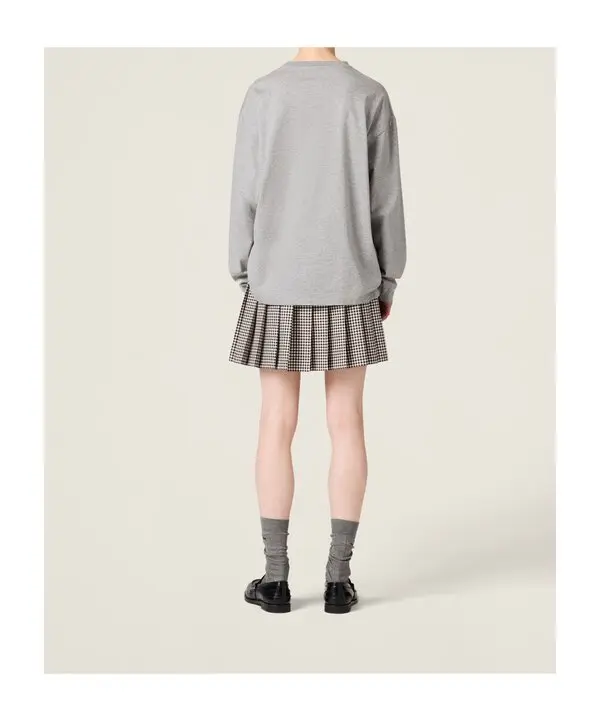 Miu Miu Long Sleeve Cotton T-shirt With Embroidered Logo