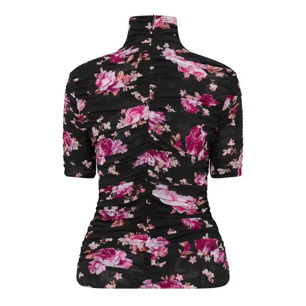 Magda Butrym Floral Print Ruched Short Sleeve Blouse