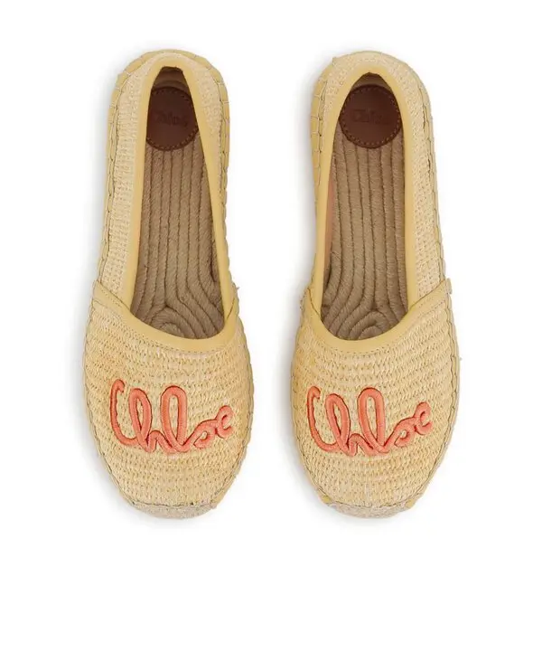 Chloé Espadrille Slip-on Flats With Logo Detailing - Nude