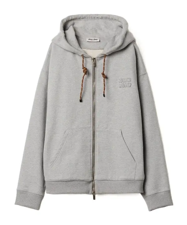 Miu Miu Zipped Drawstring Hoodie
