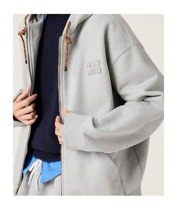 Miu Miu Zipped Drawstring Hoodie