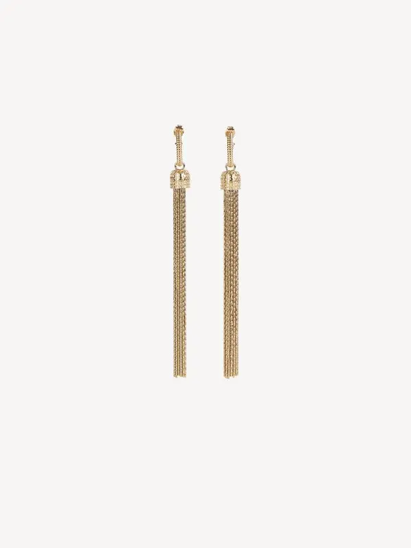 Balmain Brass Tassel Drop Earrings - Gold