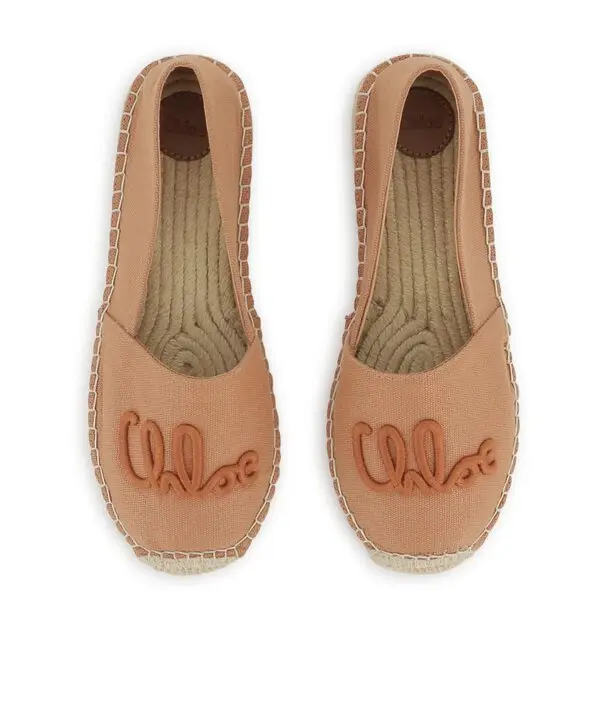 Chloé Front Logo Espadrille Flats - Brown