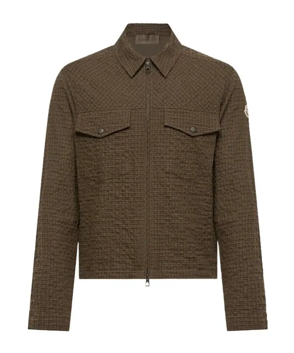 Moncler Micro Madras Flannel Shirt Jacket With Drawstring Hem