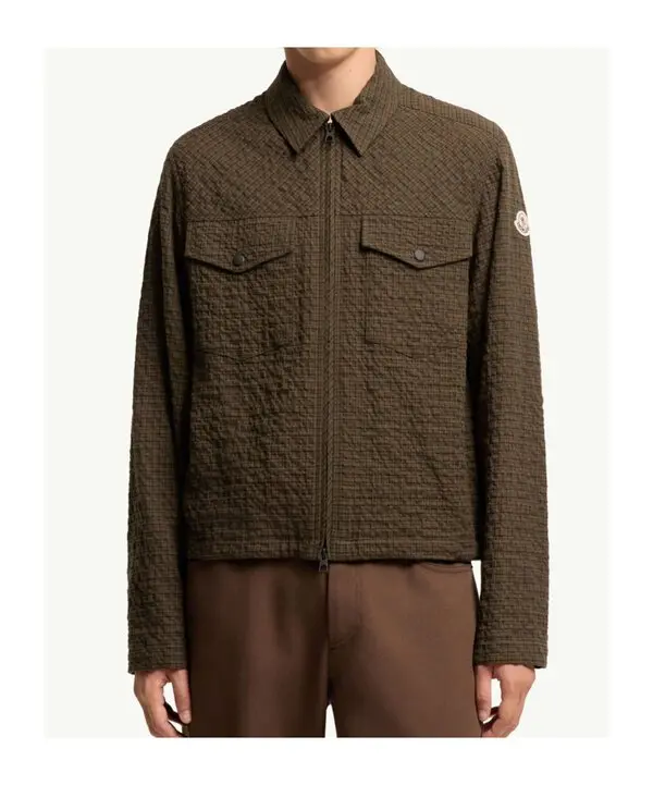 Moncler Micro Madras Flannel Shirt Jacket With Drawstring Hem