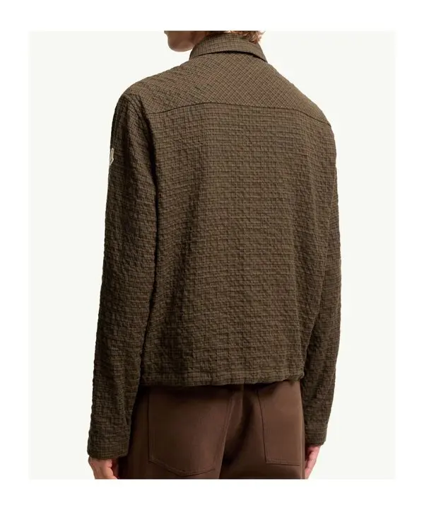 Moncler Micro Madras Flannel Shirt Jacket With Drawstring Hem