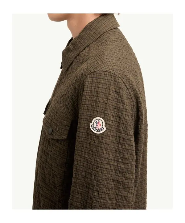 Moncler Micro Madras Flannel Shirt Jacket With Drawstring Hem