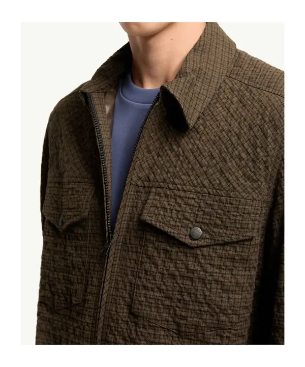 Moncler Micro Madras Flannel Shirt Jacket With Drawstring Hem
