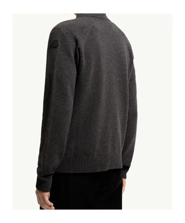 Moncler Bouclé Wool Cashmere Blend Zip Cardigan