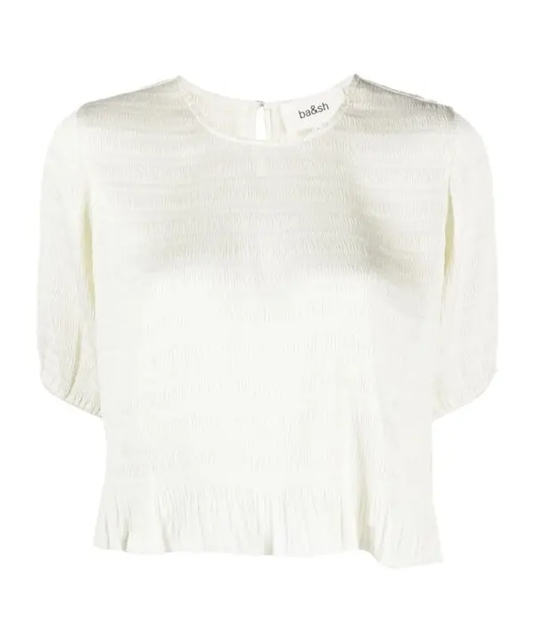 Ba&sh Ruched Short-sleeved Blouse - Beige