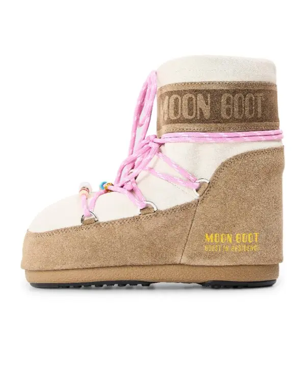 Moon Boot Color-blocked Suede Lace-up Boots - Nude