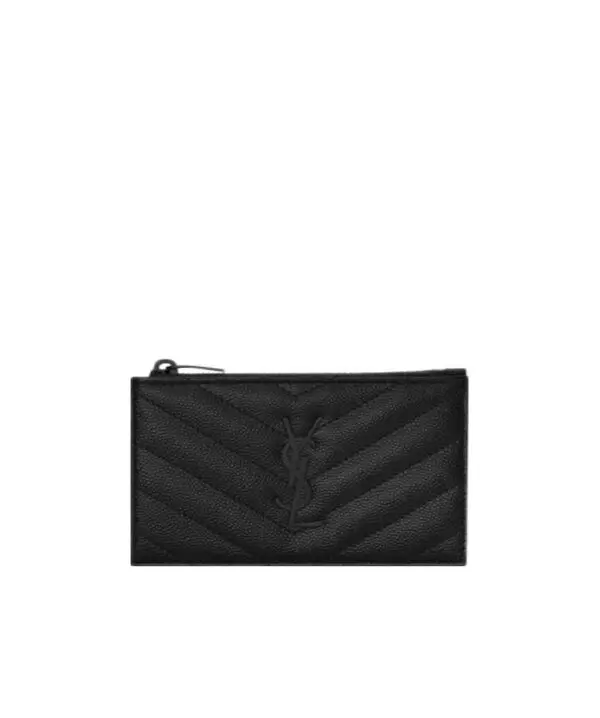 Saint Laurent Monogram Fragments Zipped Cardholder