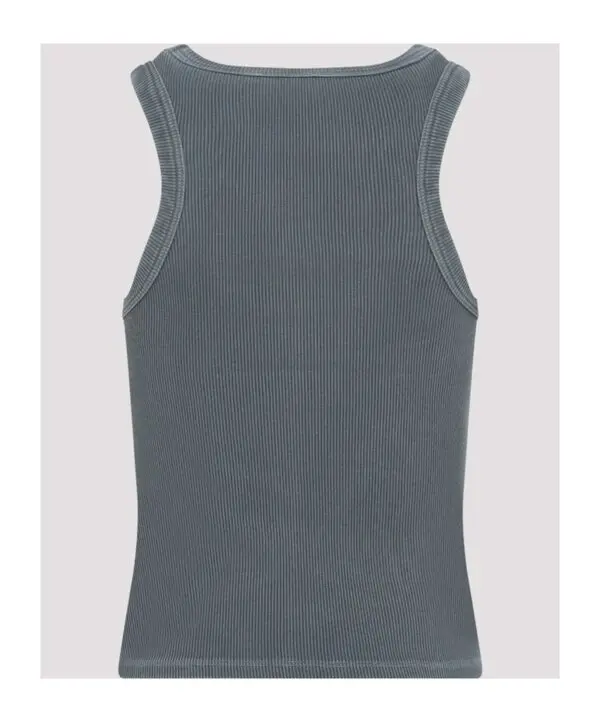 Miu Miu Garment-dyed Ribbed Knit Jersey Top