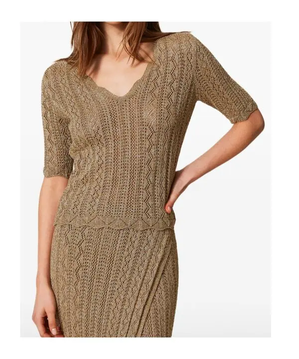 TWINSET Lurex Pointelle-knit Jumper