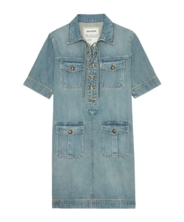 Zadig&Voltaire Short Sleeve Denim Dress - Light Blue