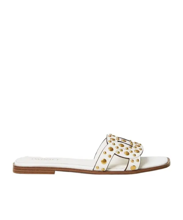 TWINSET Stud-embellished Slides - White