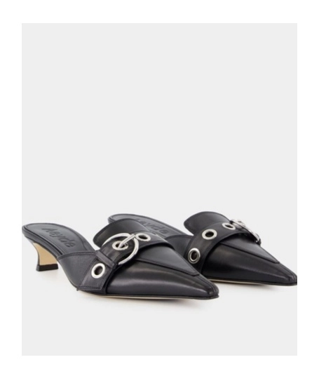 AeydĒ Danielle Pointed Toe Mules With Eyelet Detailing
