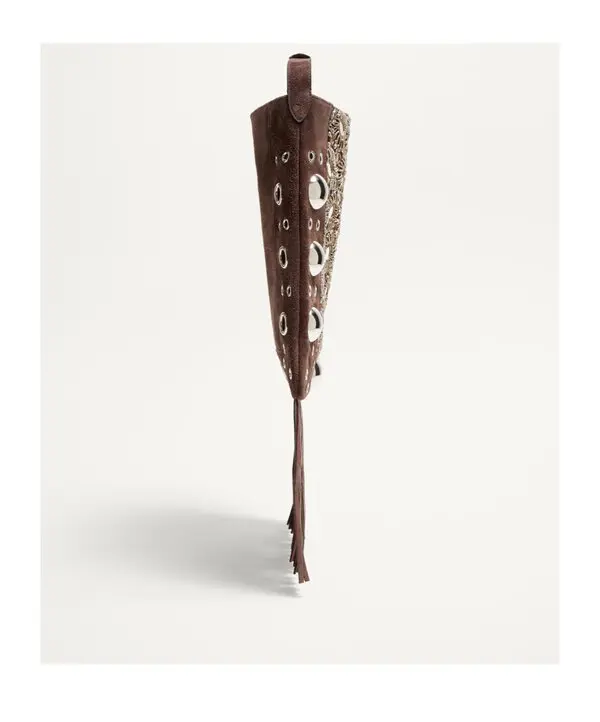 Valentino Garavani Vlogo Signature Fringed Edge Shoulder Bag