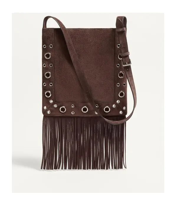 Valentino Garavani Vlogo Signature Fringed Edge Shoulder Bag