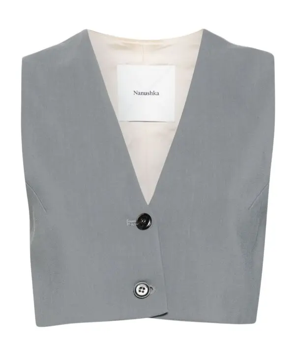 Nanushka Suree Cropped Tailored Vest - Blue-gray