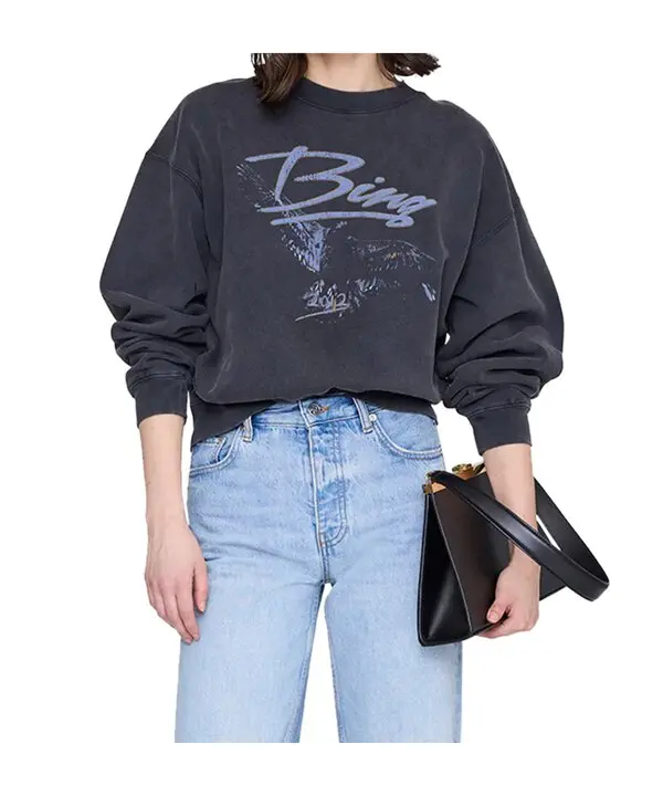 ANINE BING Spencer Eagle Printed Sweatshirt - Black