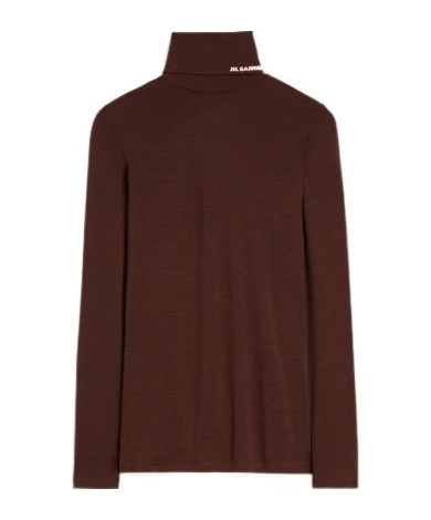JIL SANDER Long Sleeve High Neck T-shirt - Plum Color