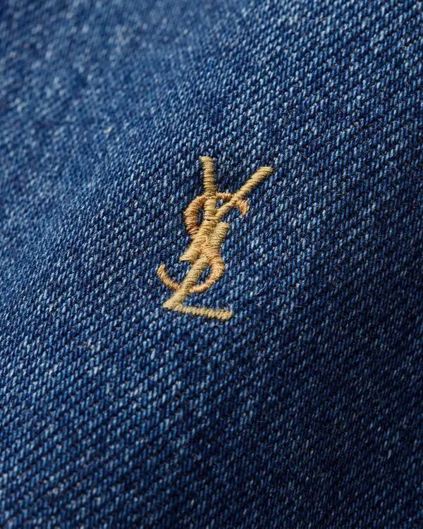 Saint Laurent Cassandre Embroidered Denim Shirt