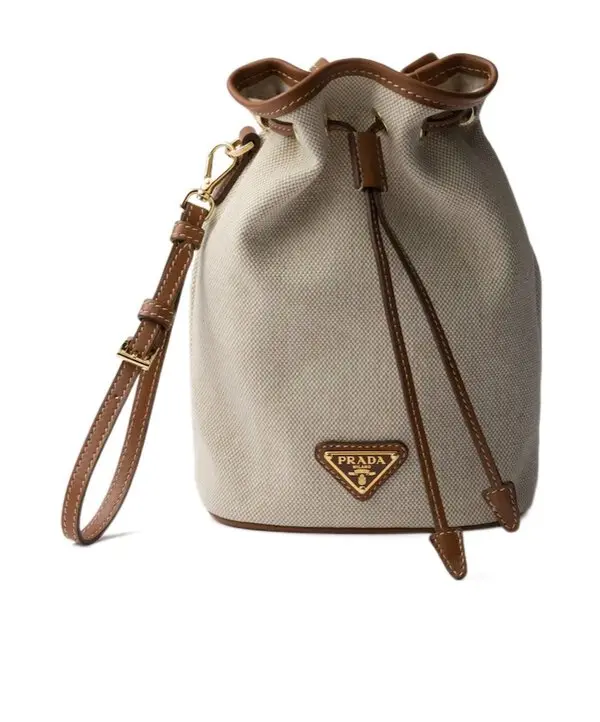 Prada Drawstring Clutch With Leather Strap