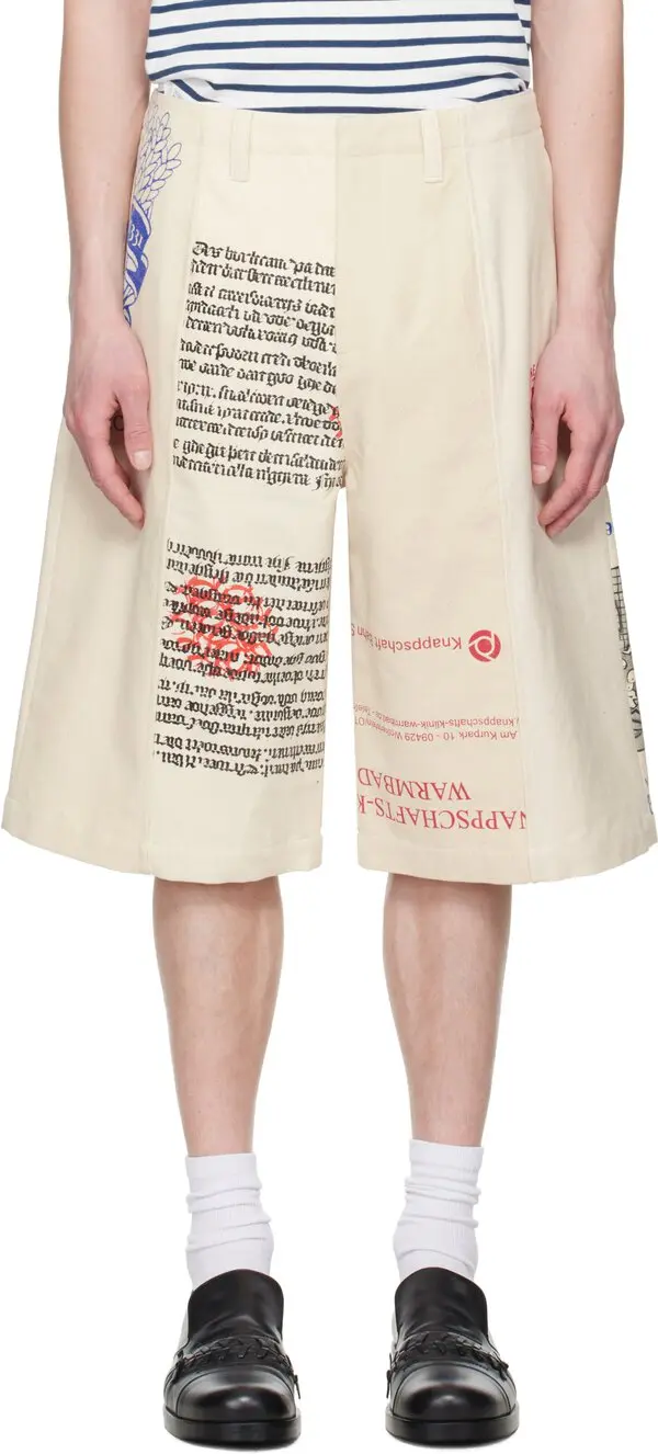 MARINE SERRE Cotton Shorts With Graphic Detailing