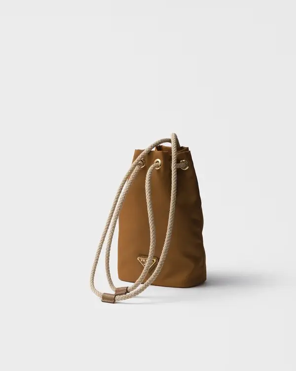 Prada Drawstring Clutch With Enamel Triangle Logo - Brandy