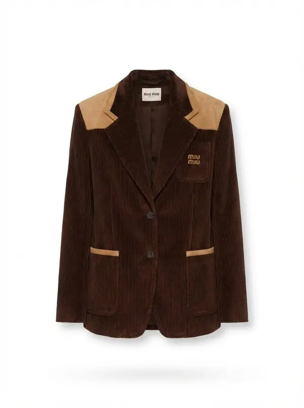 Miu Miu Straight-leg Corduroy And Leather Jacket