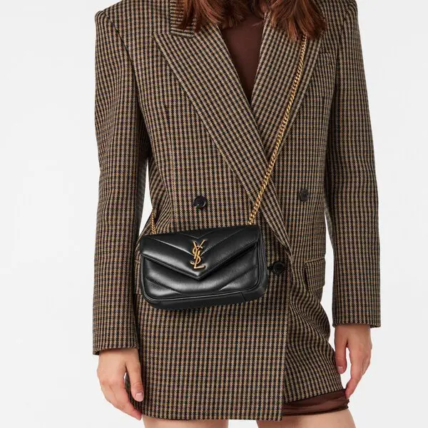 Saint Laurent Loulou Mini Quilted Lambskin Crossbody Bag - Black