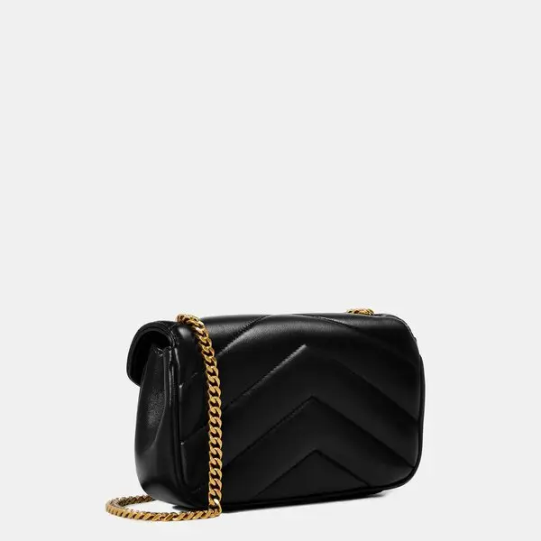 Saint Laurent Loulou Mini Quilted Lambskin Crossbody Bag - Black