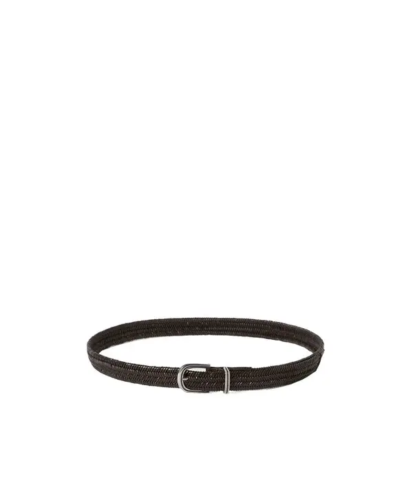 Brunello Cucinelli Chevron-effect Braided Leather Belt - Brown