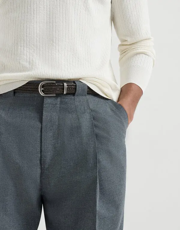 Brunello Cucinelli Chevron-effect Braided Leather Belt