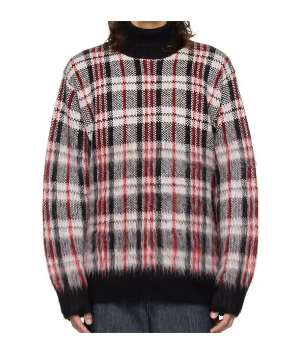 Helmut Lang Brushed Plaid Turtleneck