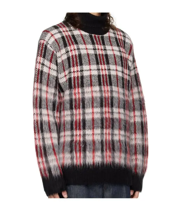 Helmut Lang Brushed Plaid Turtleneck