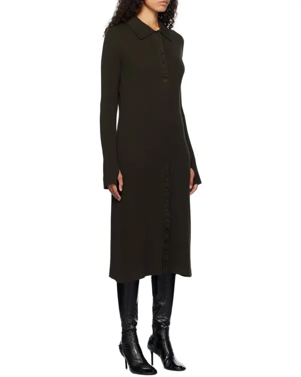 COURREGES Button Detailed Ribbed-knit Midi Dress