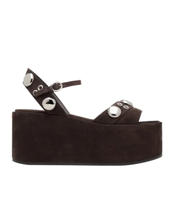 Valentino Garavani Open-toe Platform Sandals With Embellishments - Brown
