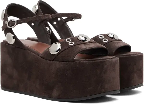Valentino Garavani Open-toe Platform Sandals With Embellishments - Brown