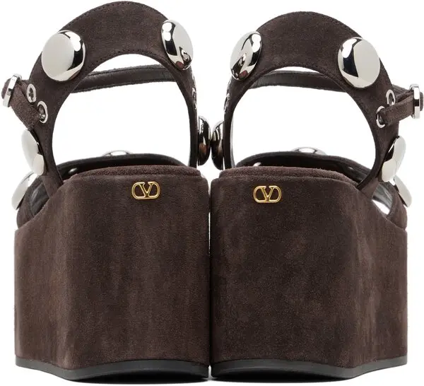 Valentino Garavani Open-toe Platform Sandals With Embellishments - Brown